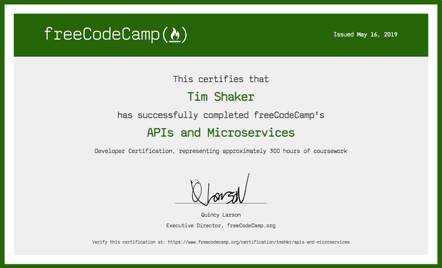 APIs & Microservices & Algorithms & Data Structures | tmshkr | Tim Shaker